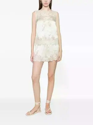 DÔEN Iona Lace-trim Mini Shorts - Neutrals