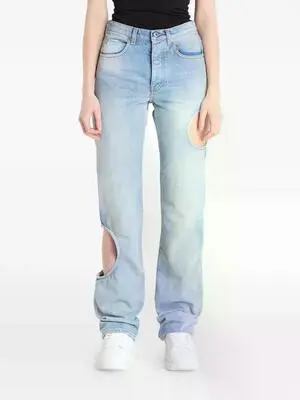 Off-White Cut-out Straight-leg Jeans - Blue