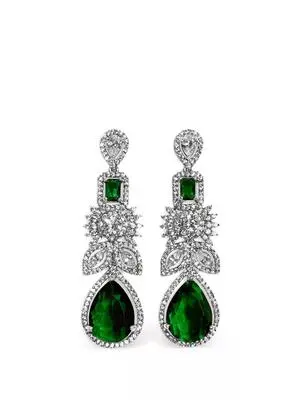 HZMER JEWELLERY Emerald Drop Earrings - Silver