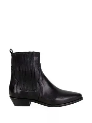 IMMA Point-toe Leather Boots - Black