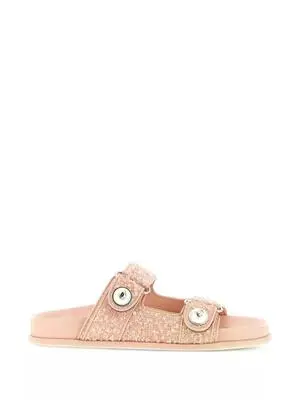 JIMMY CHOO Tweed Pearl Fayence Sandals - Pink