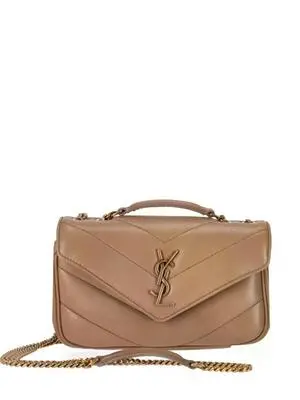 Saint Laurent Mini Loulou Chain-strap Crossbody Bag - Neutrals