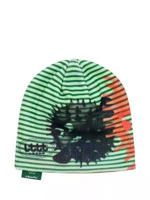 B.EAUTIFUL Striped Beanie Hat - Green