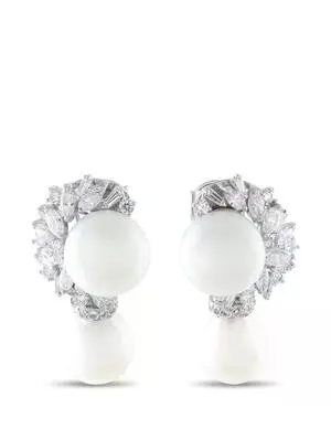 LB EXCLUSIVE Diamond And Pearl Earrings - Silver