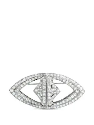 LB EXCLUSIVE Diamond Platinum Eye-shape Brooch - Silver