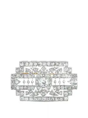 LB EXCLUSIVE Diamond Art Deco Brooch - Silver