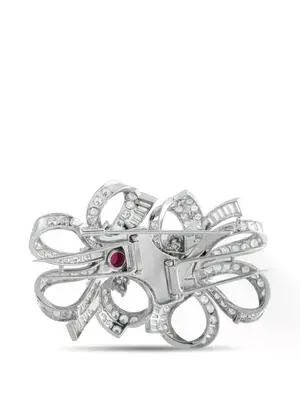 LB EXCLUSIVE Diamond Ruby Bloom Bow Brooch