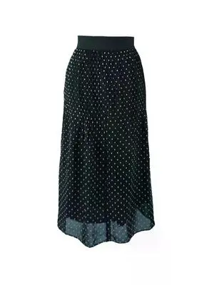 Maje Pleated Polka Dot Skirt - Black
