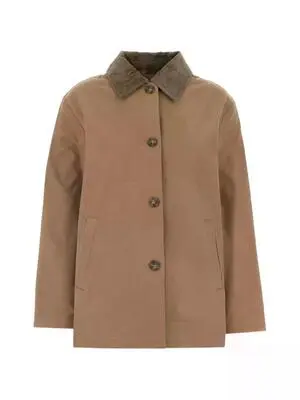 Calvin Klein Corduroy Collar Cotton Overcoat - Brown