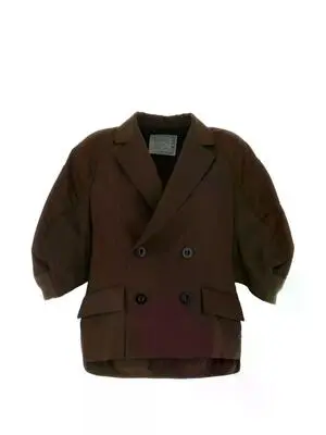 Sacai Double-breasted Blazer - Brown