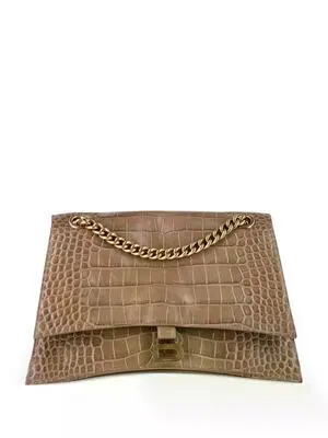 BALENCIAGA Medium Crush Croc-embossed Shoulder Bag