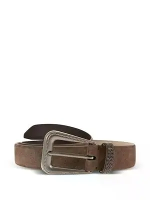 Brunello Cucinelli Embellished Buckle Suede Belt - Brown