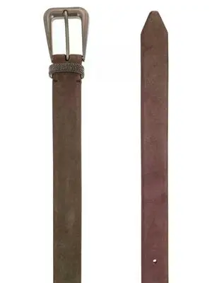 Brunello Cucinelli Embellished Buckle Suede Belt