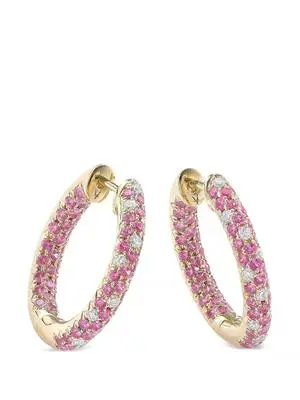 Robinson Pelham Disco Sister Pink Sapphire And Diamond Hoop Earrings - Gold