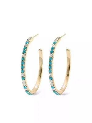 Robinson Pelham Giant Orb Turquoise And Diamond Half-hoop Earrings - Gold