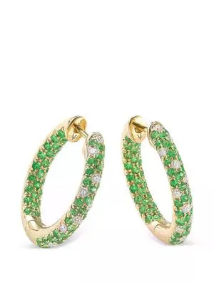 Robinson Pelham Disco Sister Tsavorite And Diamond Hoop Earrings - Gold