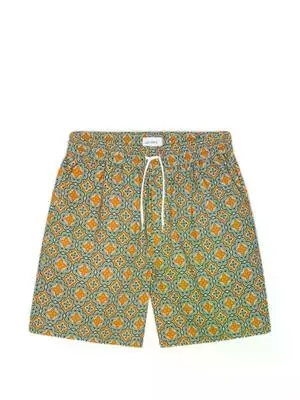 LES DEUX Harry Arabesque Drawstring Shorts - Green