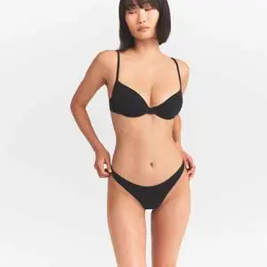SKIMS Everyday Cotton Thong - Onyx