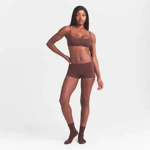 SKIMS Everyday Cotton Scoop Bralette - Cocoa Heather
