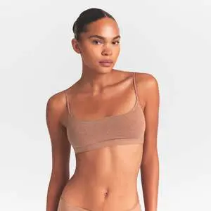 SKIMS Everyday Cotton Scoop Bralette - Sienna Heather