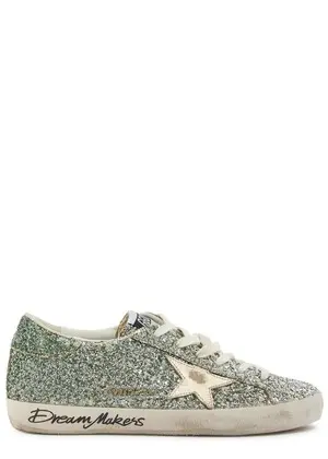 GOLDEN GOOSE Super-star Glittered Leather Sneakers