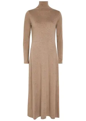 Vince Funnel-neck Jersey Midi Dress