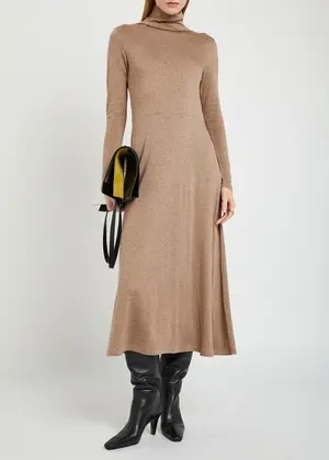 Vince Funnel-neck Jersey Midi Dress