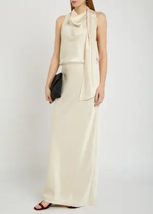 Vince Draped Scarf-effect Satin Top