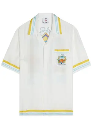 Casablanca Tennis Landscape Printed Silk Shirt