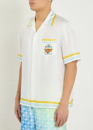 Casablanca Tennis Landscape Printed Silk Shirt