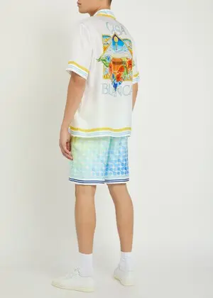 Casablanca Tennis Landscape Printed Silk Shirt