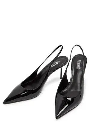 Paris Texas Lidia 70 Patent Leather Slingback Pumps - Black