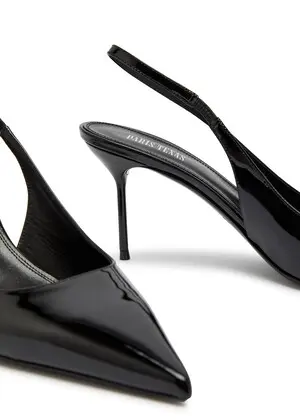 Paris Texas Lidia 70 Patent Leather Slingback Pumps - Black