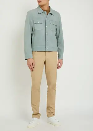 FRAME Suede Trucker Jacket - Light Blue