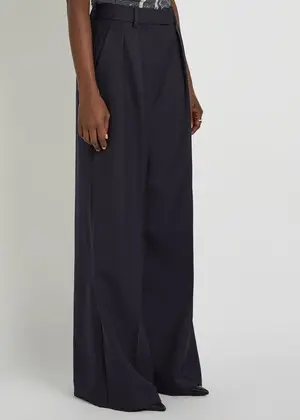 ANINE BING Lou Wide-leg Woven Trousers - Navy