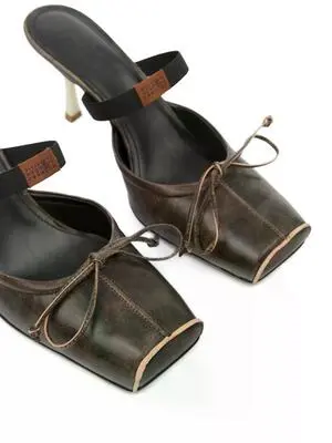MAISON MARGIELA Square Toe Leather Ballerina Mules