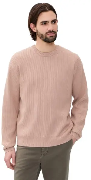 FRAME Ribbed Crew Neck Sweater - Light Mauve