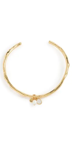 Madewell Hammered Wire Choker With Pearl Charms - Antique Gold