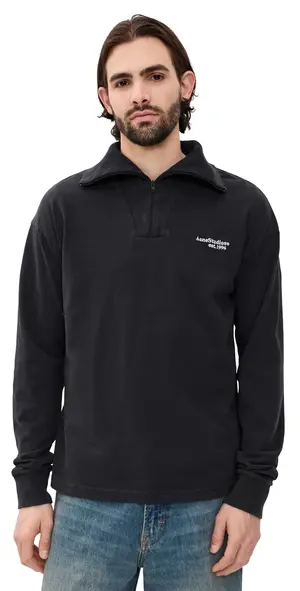 Acne Studios Four Quarter Zip Sweatshirt - Black