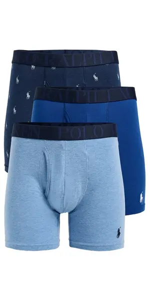Polo Ralph Lauren Stretch Classic Fit Boxer Briefs 3 Pack - Pale Royal/monroe/blue Saturn