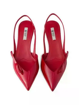 Prada Patent Leather Slingback Pumps With Bow Detailing - Red