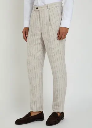 Brunello Cucinelli Pinstriped Double-breasted Linen Suit