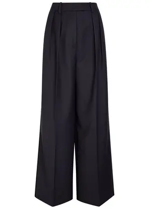 ANINE BING Lou Wide-leg Woven Trousers - Navy