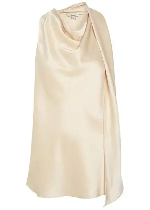 Vince Draped Scarf-effect Satin Top - Cream