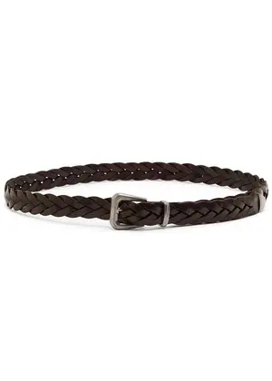 Brunello Cucinelli Braided Leather Belt - Chocolate