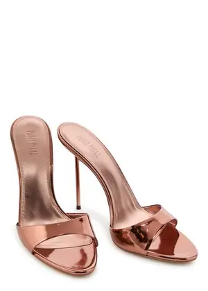 Paris Texas Lidia 105 Metallic Leather Mules - Metallic Silver