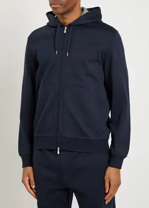 Brunello Cucinelli Hooded Cotton-blend Sweatshirt - Navy
