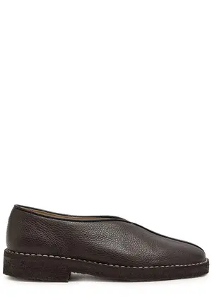 LEMAIRE Grained Leather Loafers - Dark Brown
