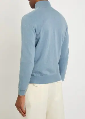 Brunello Cucinelli Mock-neck Cashmere Cardigan - Blue