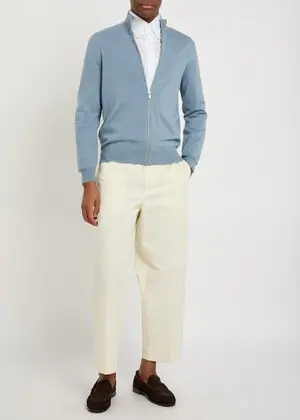 Brunello Cucinelli Mock-neck Cashmere Cardigan - Blue